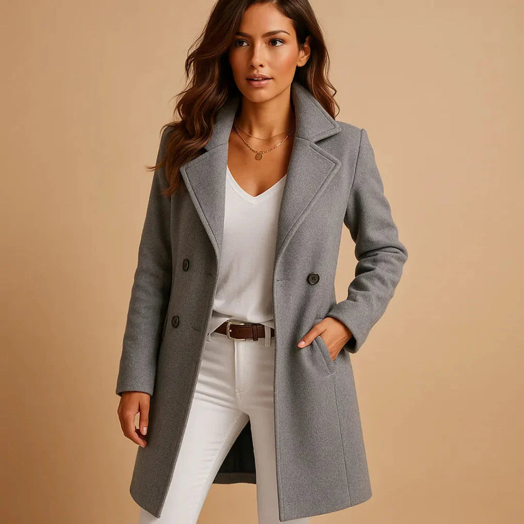 Women’s Button-Up Tailored Long Coat - Artisio